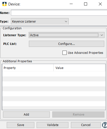 Using The Workbench To Define A Keyence Listener Device